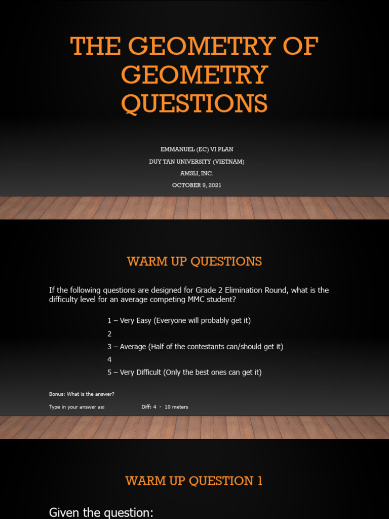 SOLVE 2 - The Geometry of Geometry Questions - DR - Plan | PDF
