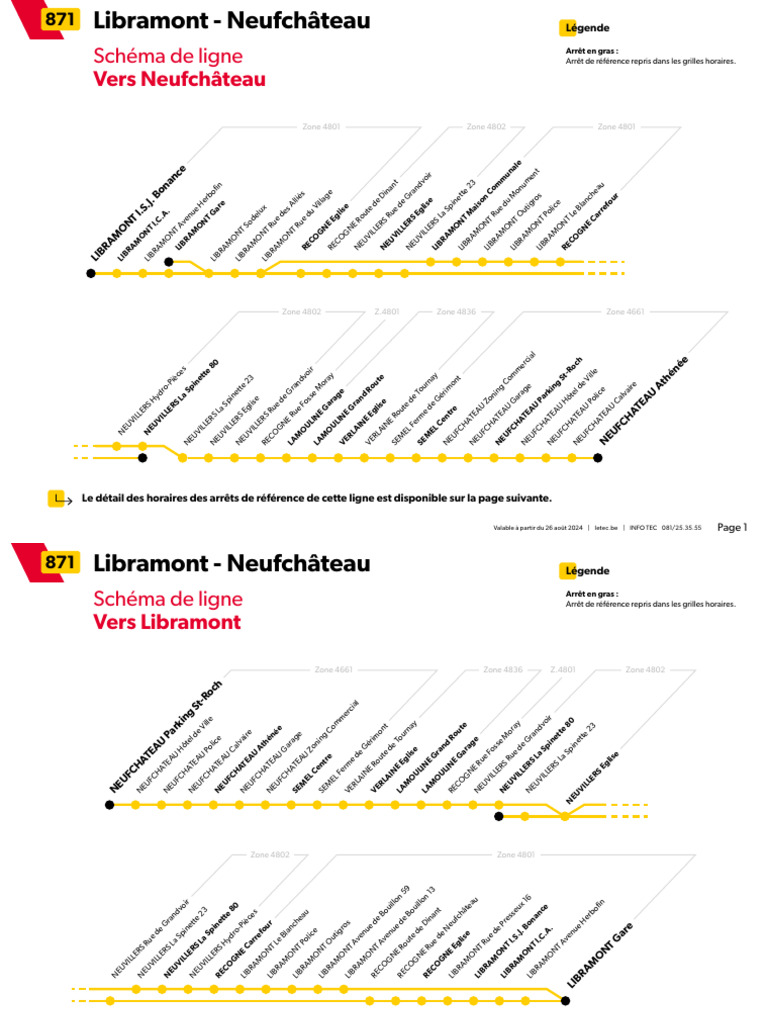 TEC Fiche Horaires 871 | PDF