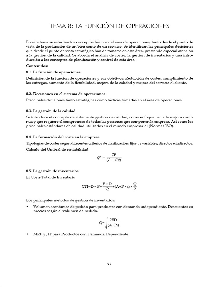 TEMA 8. Ejercicios Resueltos LA FUNCIOÌ N DE OPERACIONES | PDF