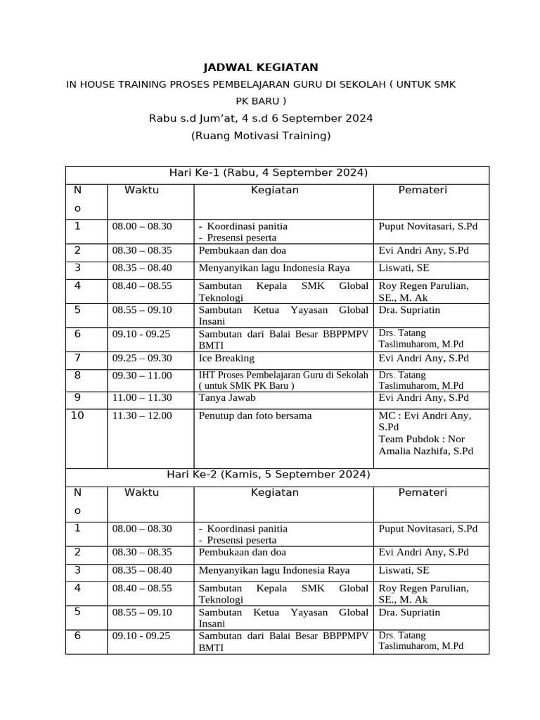 Jadwal IHT | PDF