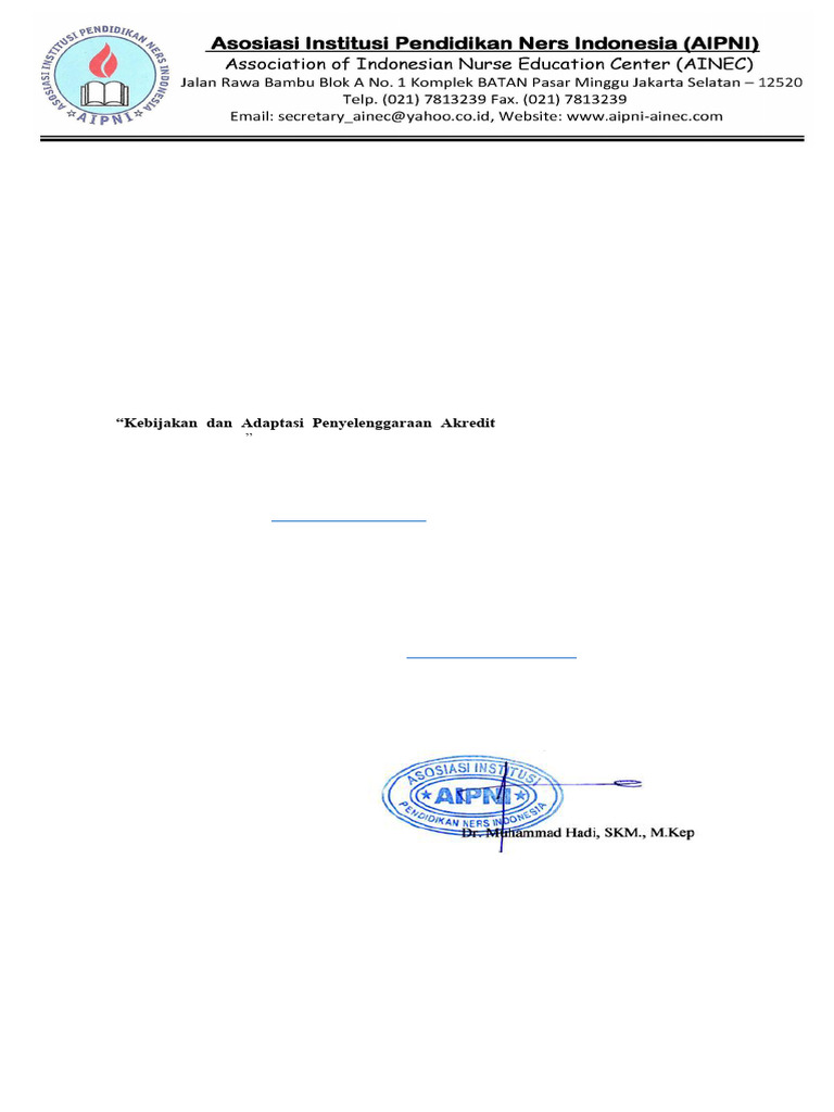 Undangan Webinar Akreditasi Penjamu - 18 Juli 2020 - Anggota AIPNI | PDF