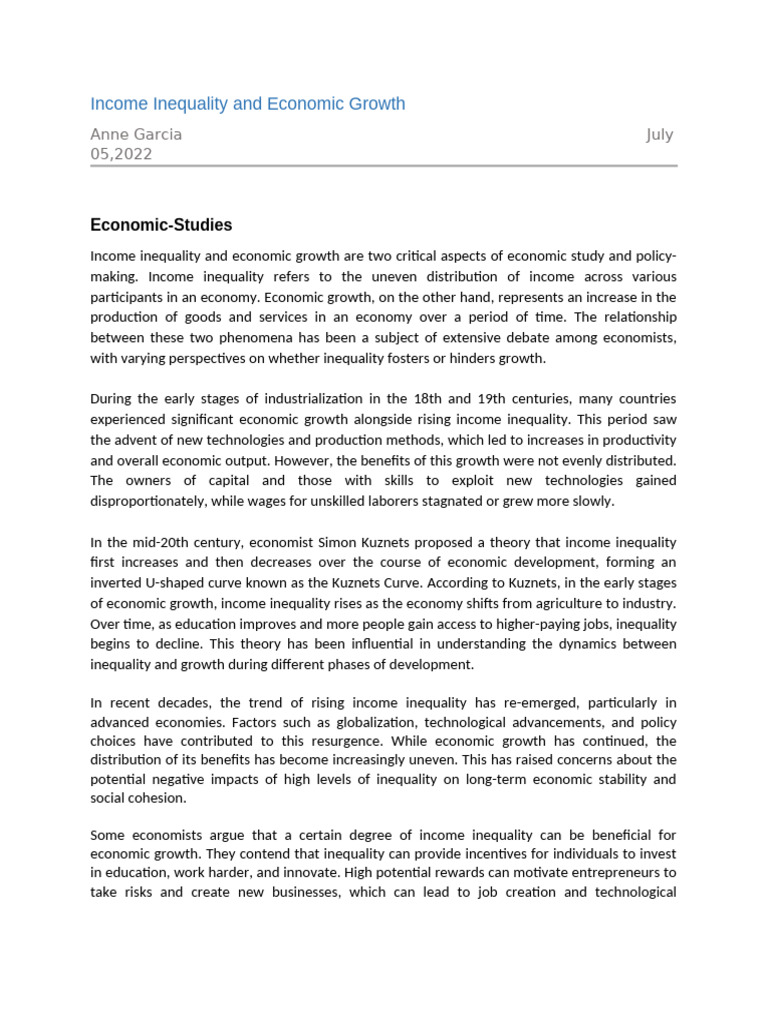 Income Inequality and Economic Growth | PDF