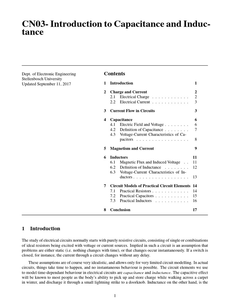Notes On Capacitance And Inductance Pdf