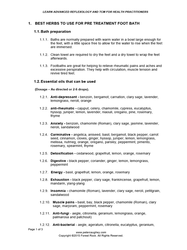 ARF-S5-L37 Best Herbs To Use For Pre Treatment Foot Bath | PDF