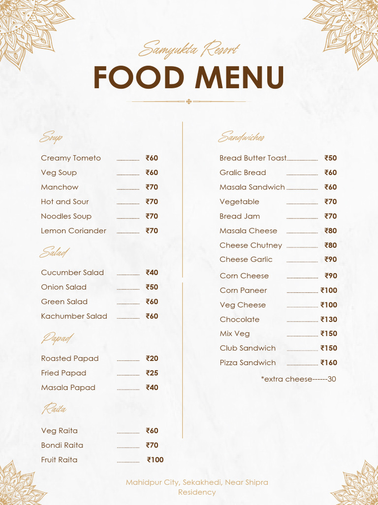Samyukta Resort Menu | PDF