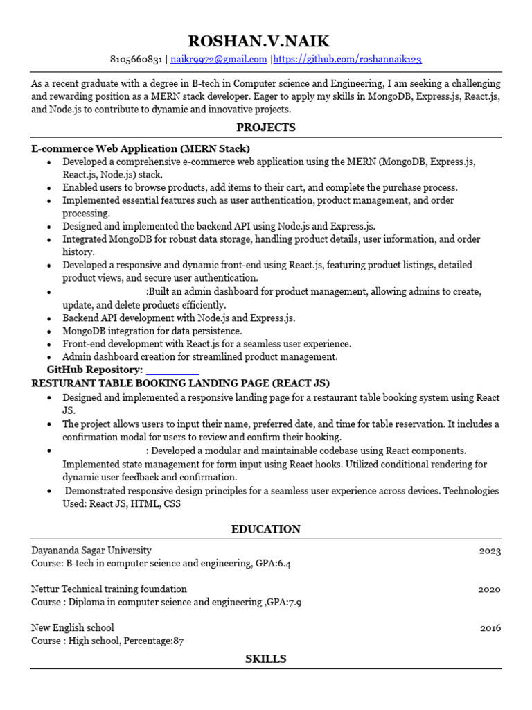 Roshan Resume Updated2 | PDF
