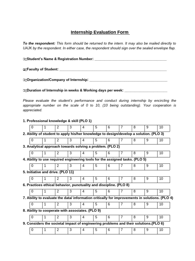 Internship Survey Form - 102100 | PDF | Cognition | Psychological Concepts