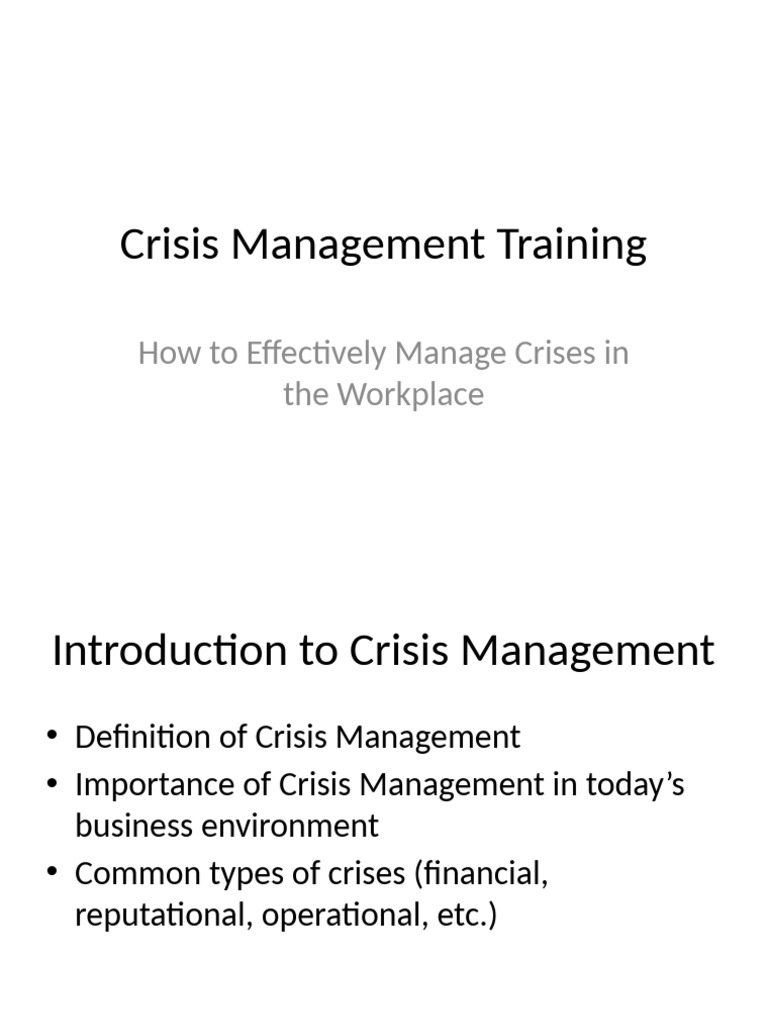 Crisis Management Training | PDF