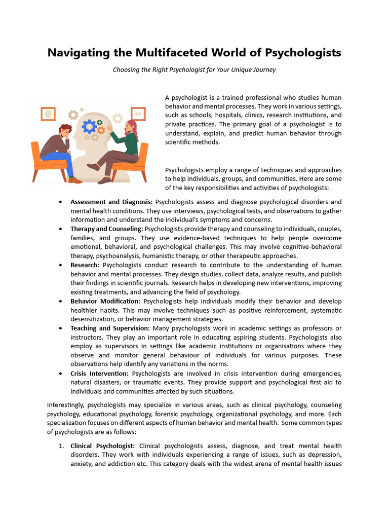 Choosing The Right Psychologist For Your Unique Journey | PDF ...