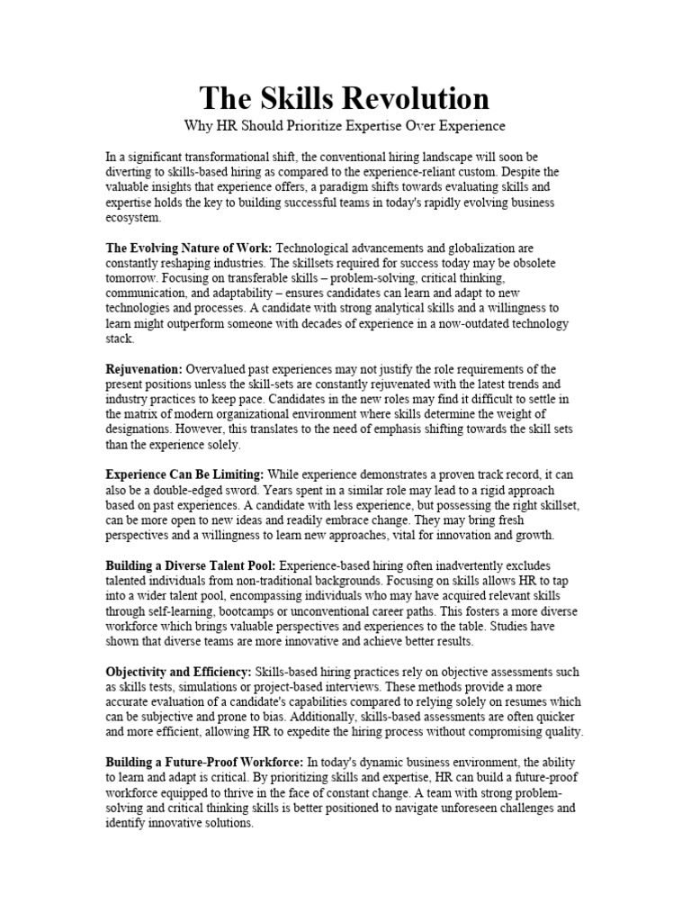 The Skills Revolution | PDF