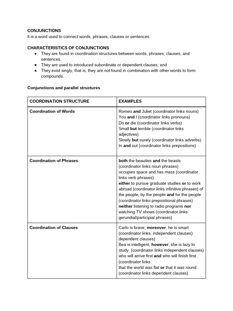 Conjunction Preposition Interjection Pdf