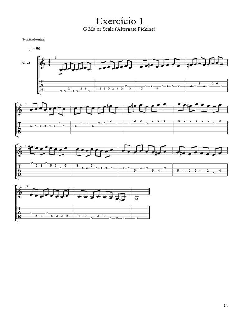 G Major Scale (Alternate Picking) | PDF