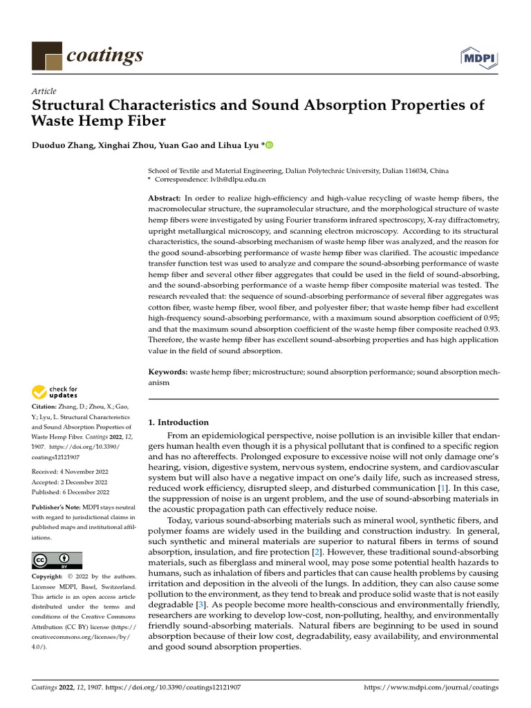 Structural Characteristics and Sound Absorption Pr | PDF