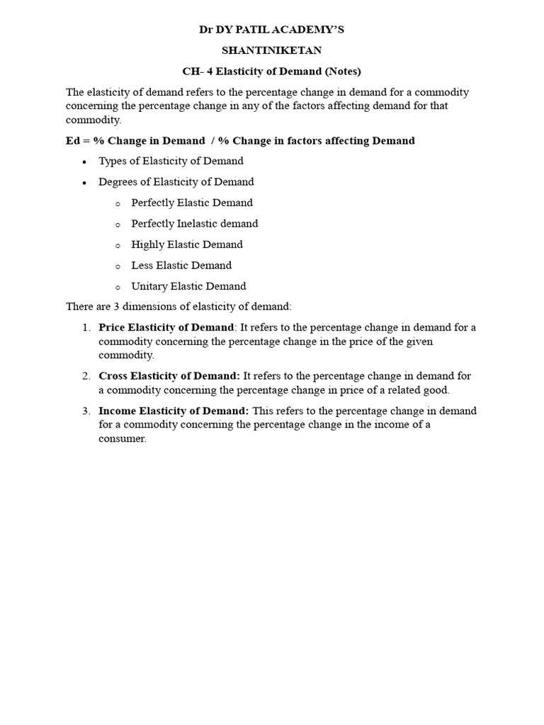 Elasticity of Demand Notes | PDF | Elasticity (Economics) | Demand