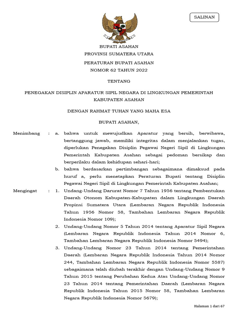 Perbup-62-Tahun-2022-Penegakan-Disiplin-ASN-2 | PDF
