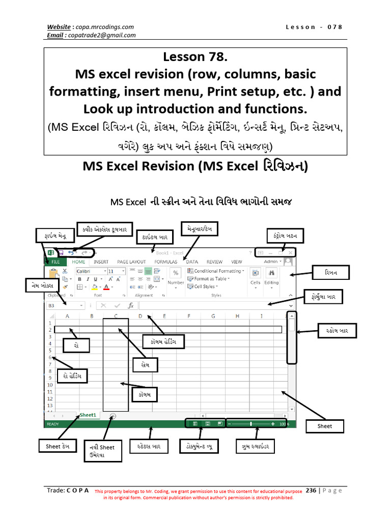 Theory 78 MS Excel Revision Row, Columns Basic Formatting Insert Menu ...