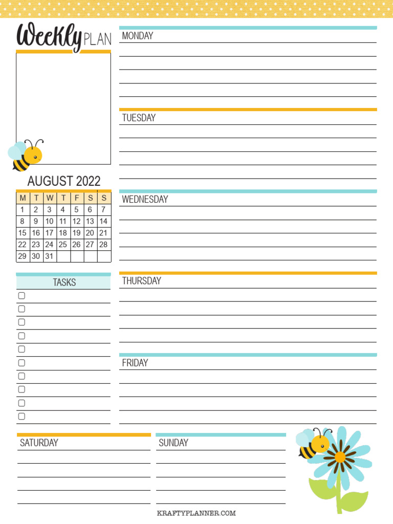August Weekly Planners | PDF