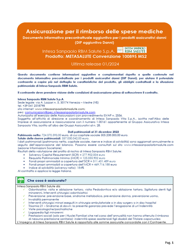 DIP Aggiuntivo Metasalute MS2 P | PDF