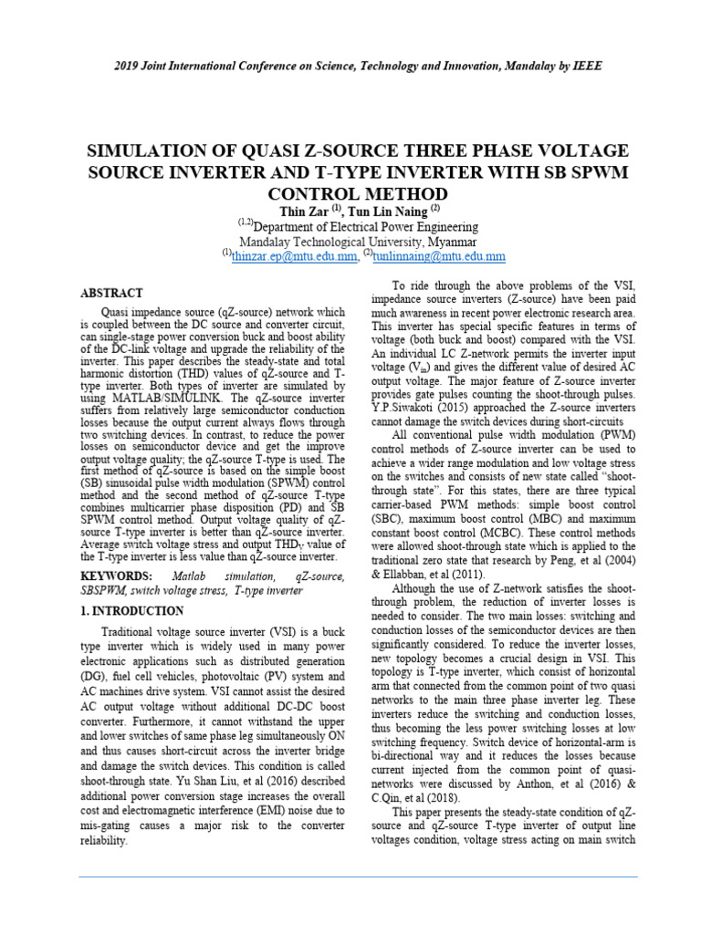 Simulation of Quasi Z Source Three Phase | PDF