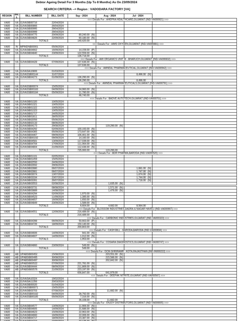 Debtor Ageing Detail | PDF