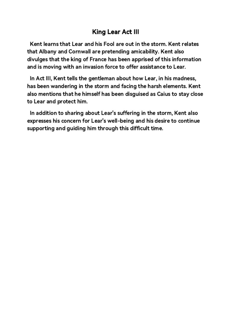 King Lear Act 3 | PDF