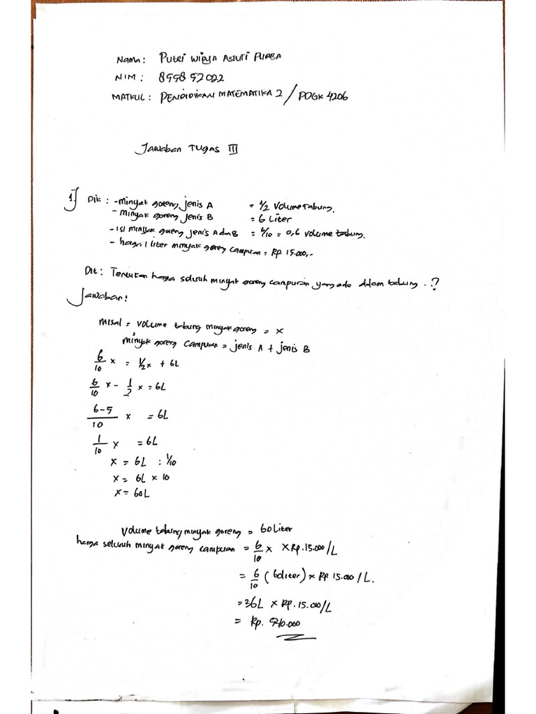 Tugas III Pendidikan Matematika 2 | PDF