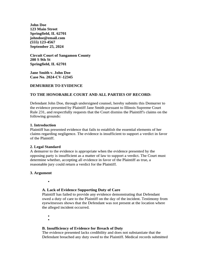 Sample Demurrer | PDF