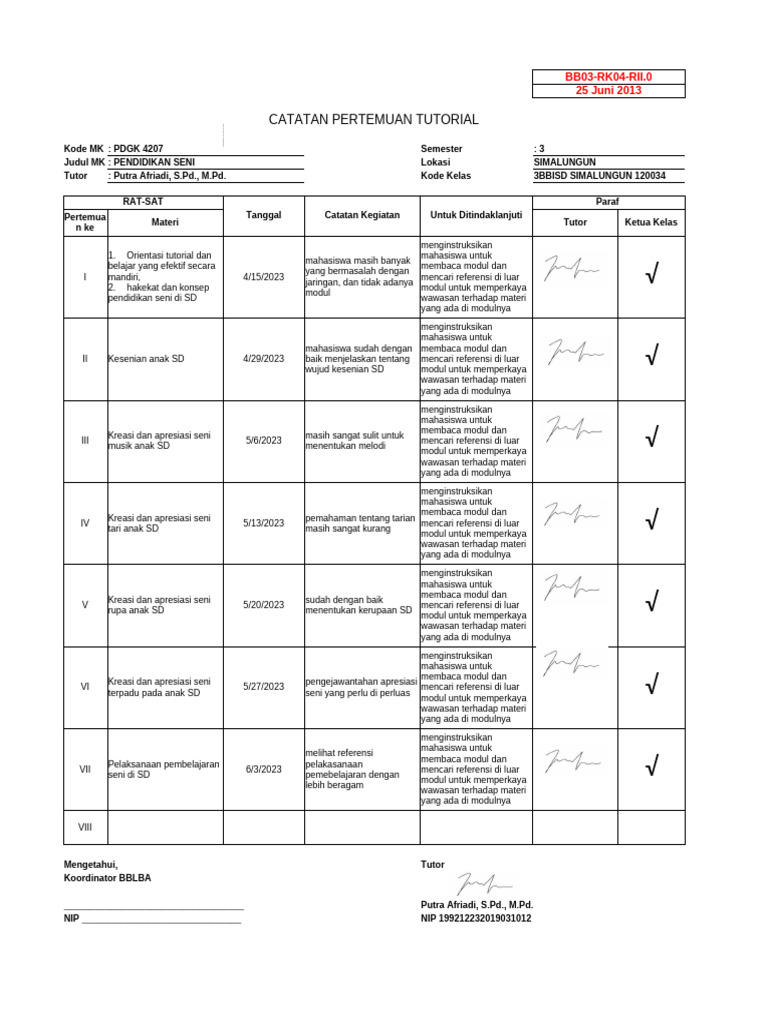 Catatan Pertemuan | PDF