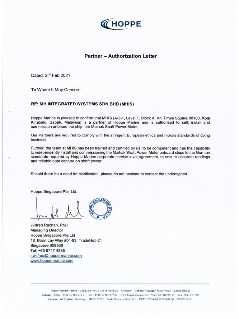 Partner Authorization Letter - MHIS | PDF