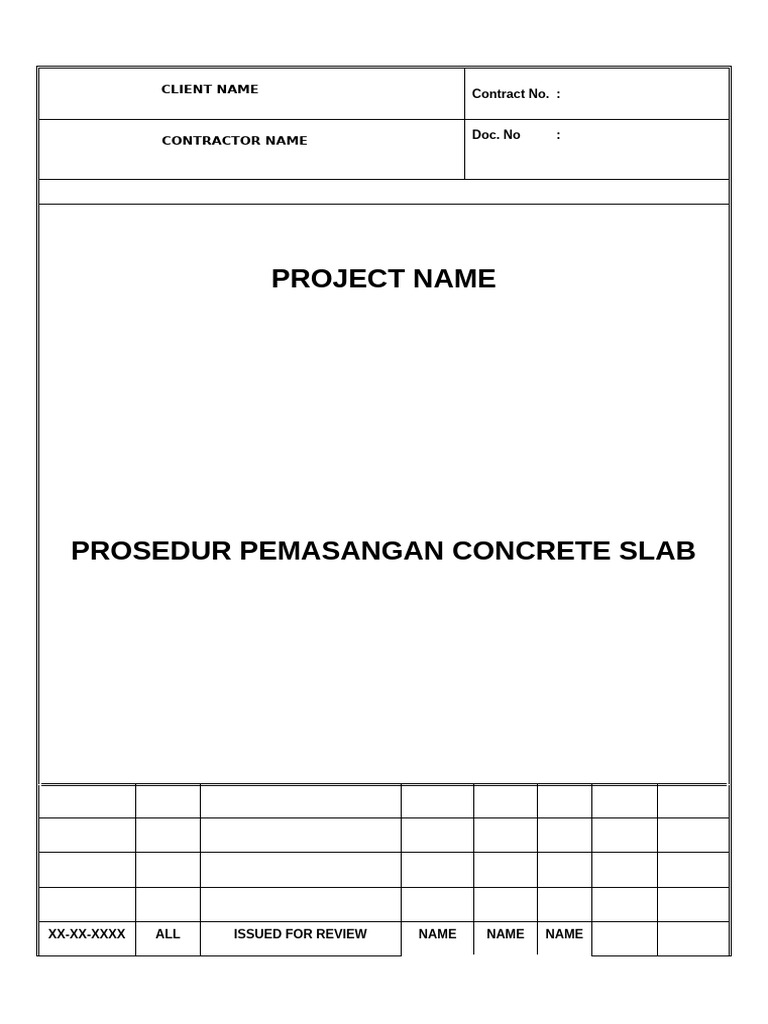PROSEDUR PEMASANGAN CONCRETE SLAB | PDF