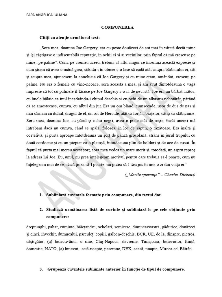 Compunere Fișă de Lucru | PDF