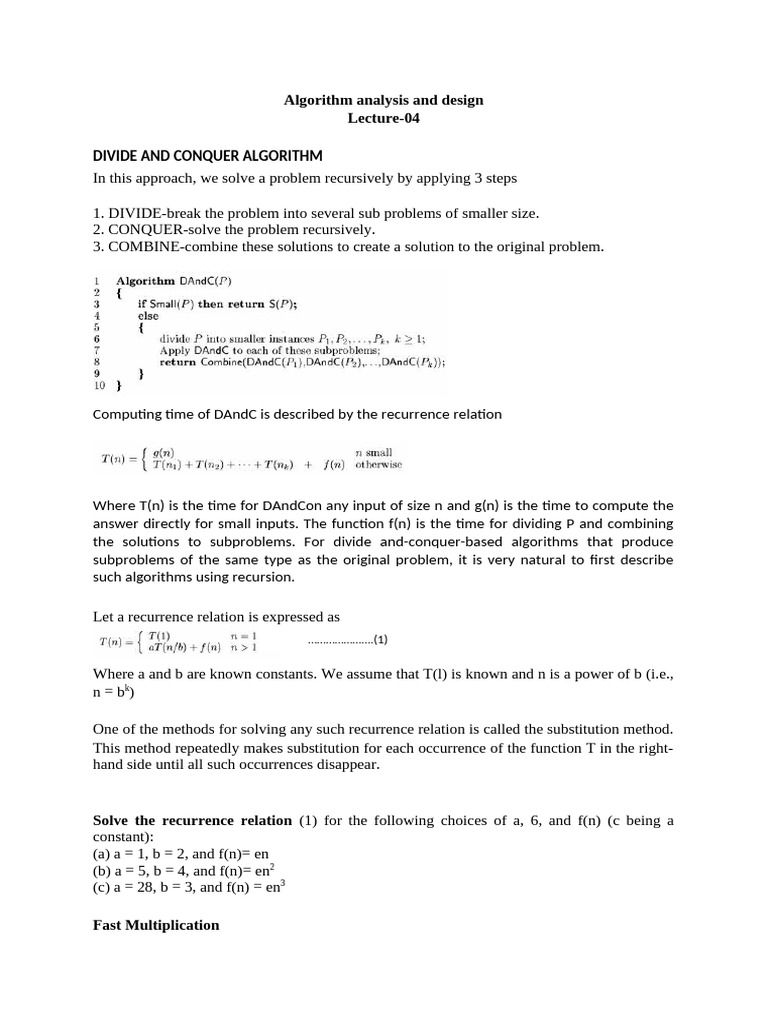 AAD Lec04 | PDF | Recurrence Relation | Teaching Methods & Materials