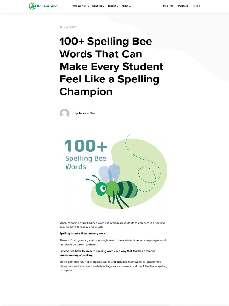 100+ Spelling Bee Words That Can Make Every Student Feel Like A ...