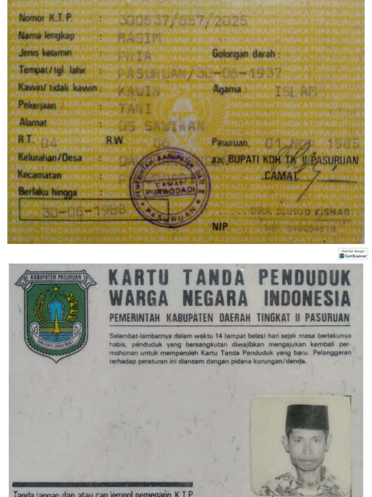 Contoh KTP THN 1988, 1992 | PDF