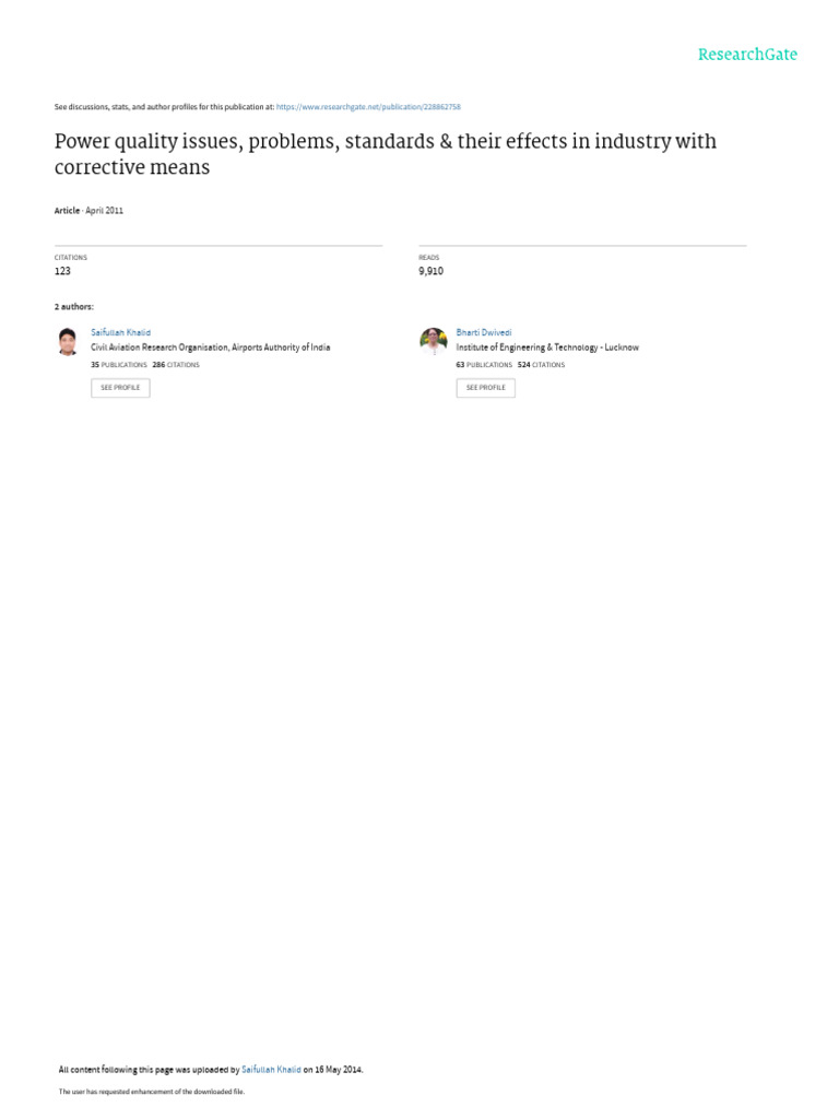 Power Quality In Industry Pdf Distortion Electronics