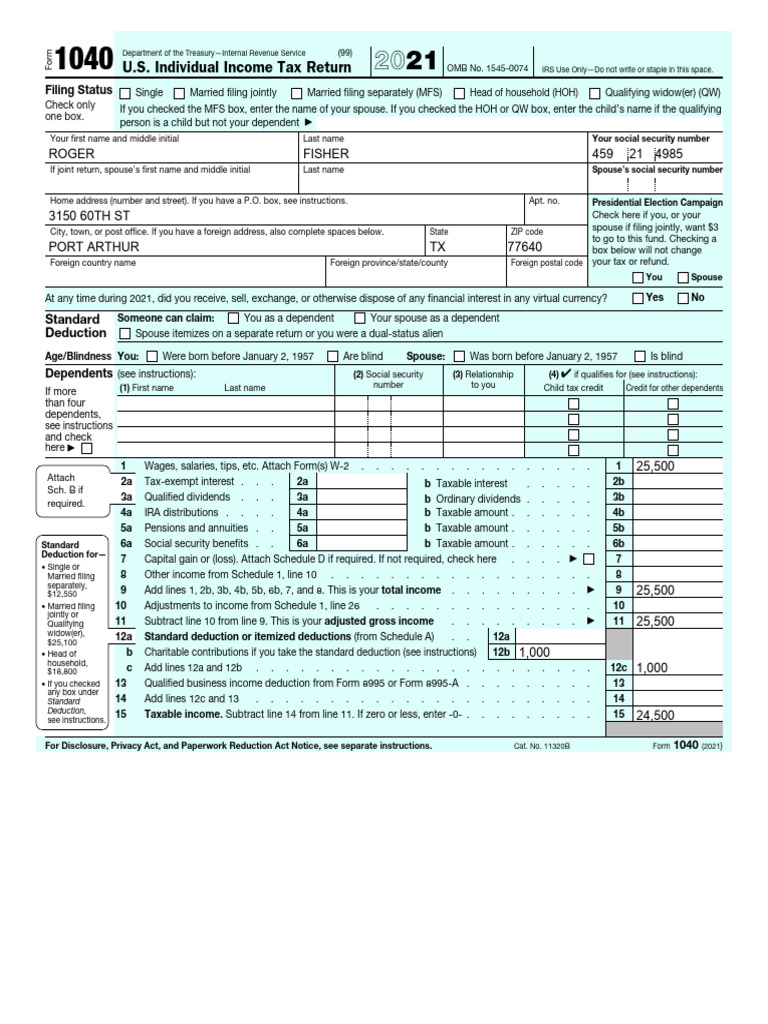 Form 1040 2021pdf ROGER | PDF