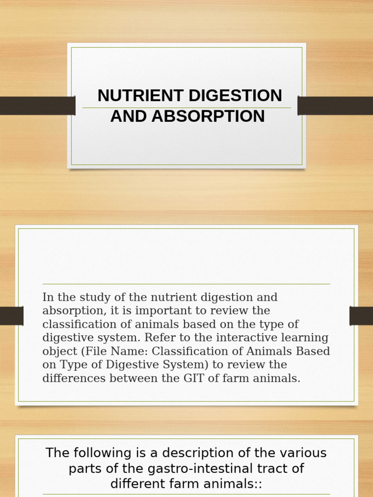 Nutrient Digestion and Absorption Nicole Marvin | PDF
