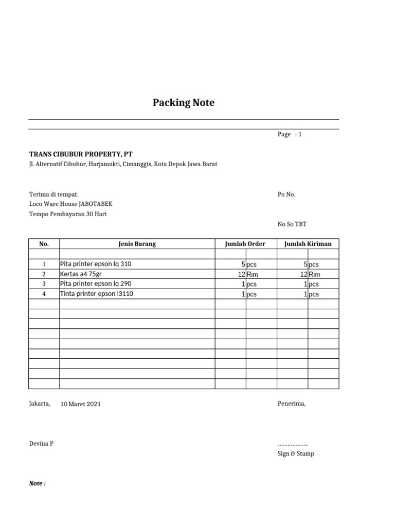 Packing Note05 | PDF