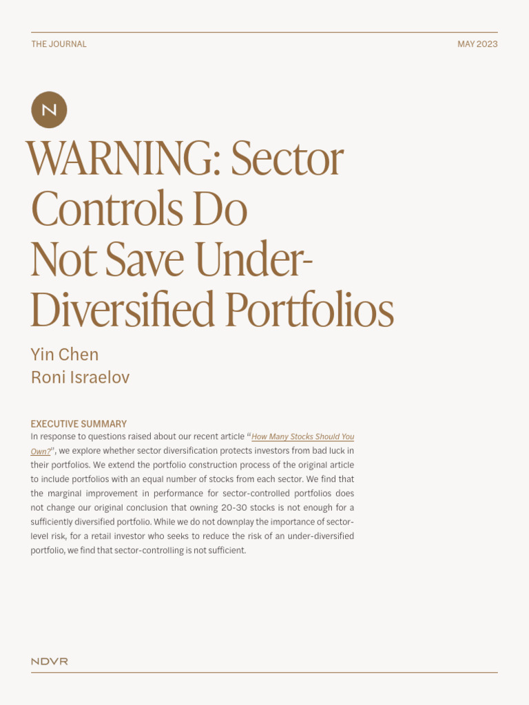 NDVR SectorControlsDoNotSaveUnderDiversifiedPortfolios April2023 | PDF