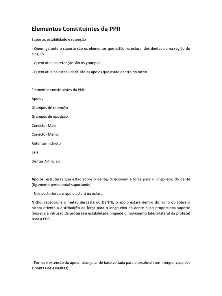 Elementos Constituintes Da PPR Material | PDF | Prótese | Artes ...