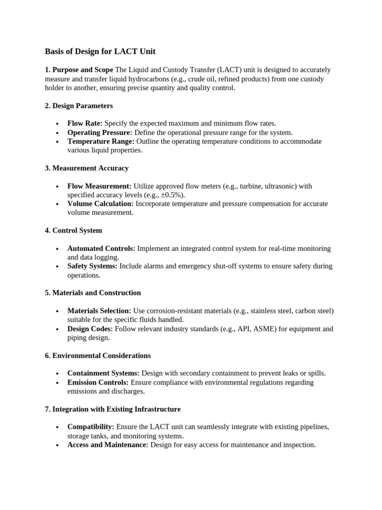 LACT Unit Design & Site Visit Guide | PDF | Flow Measurement