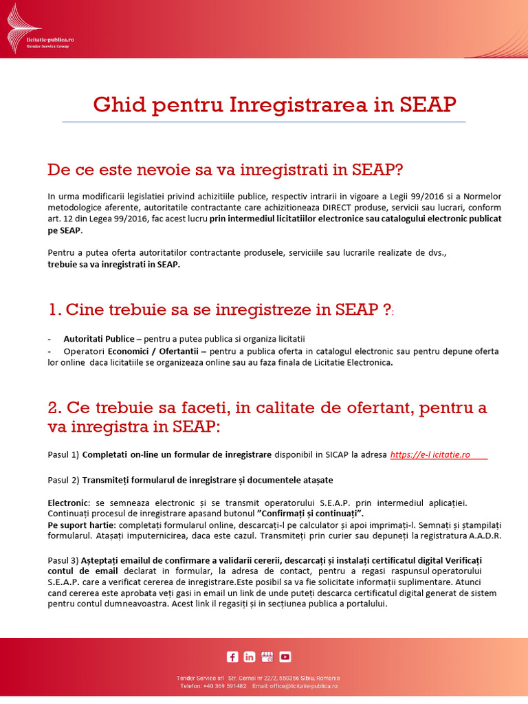 Ghid Inregistrare Seap 3 Pasi | PDF