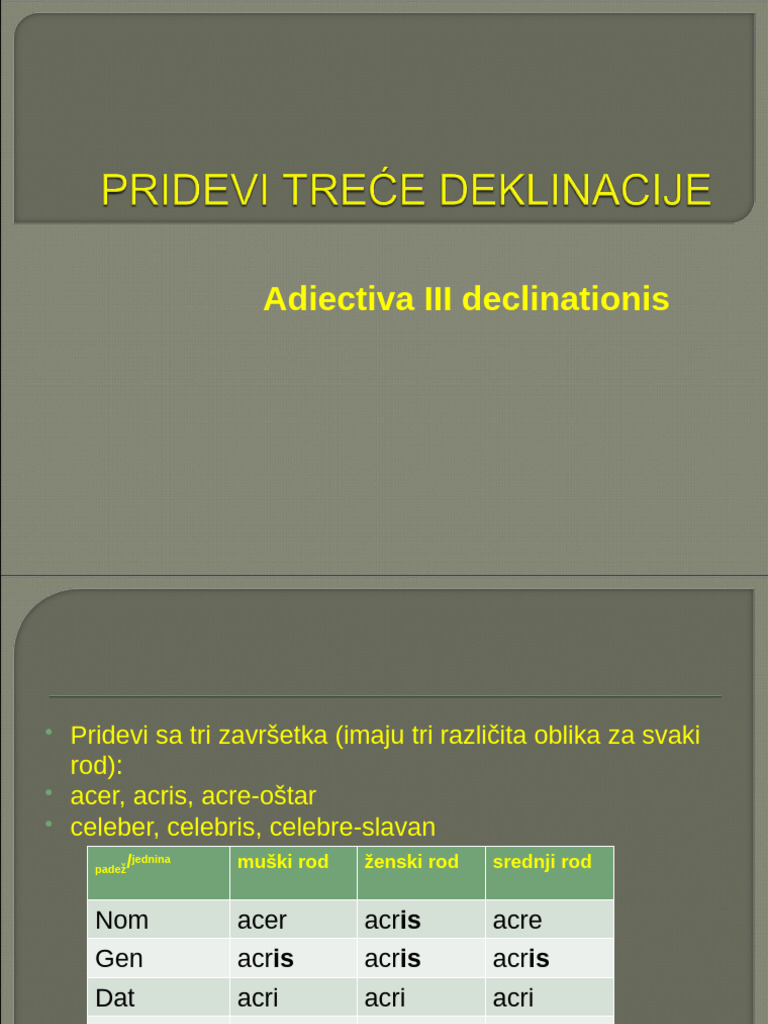 Pridevi Treće Deklinacije | PDF