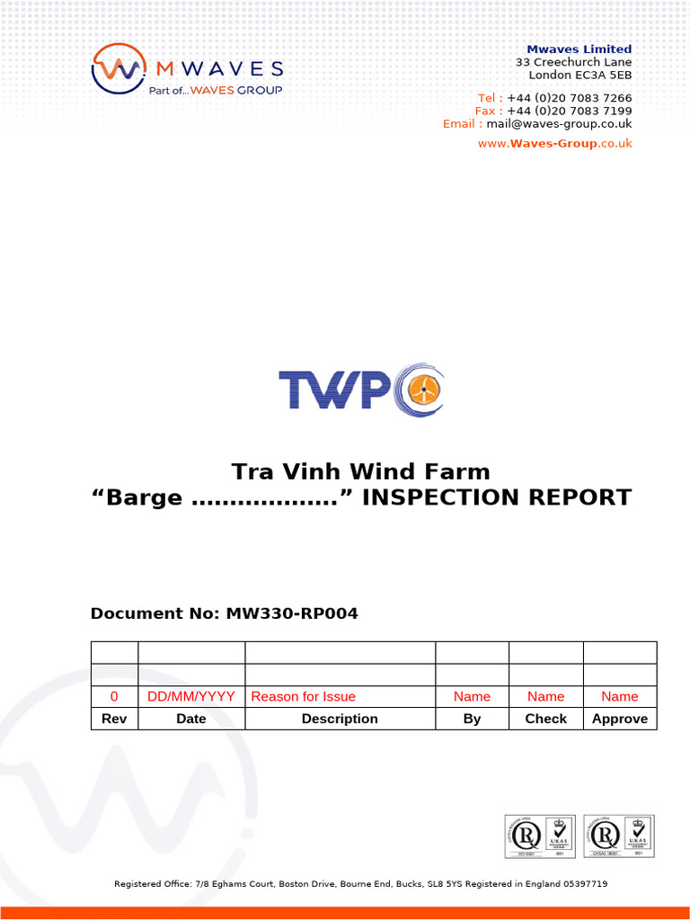 FORM - MW330-RP004-Barge SG6911 | PDF