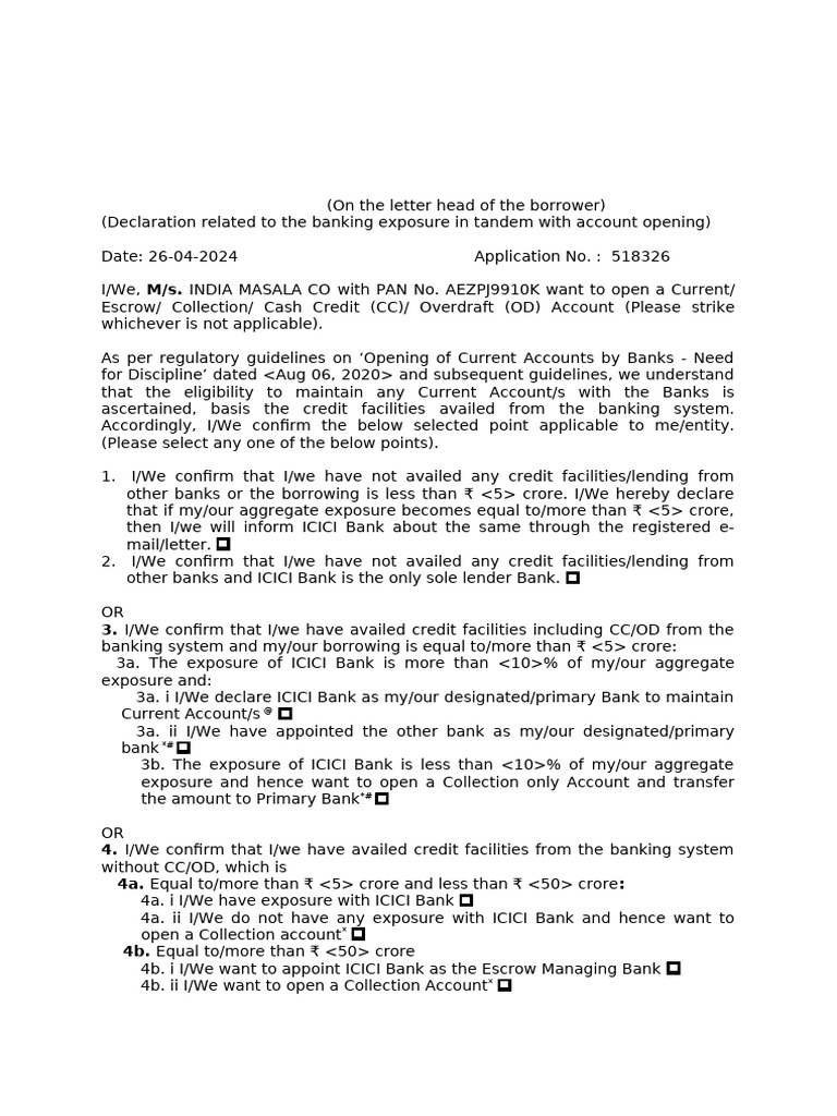 RBI Guideline-Need For Descipline - CCOD Declaration | PDF | Banks ...