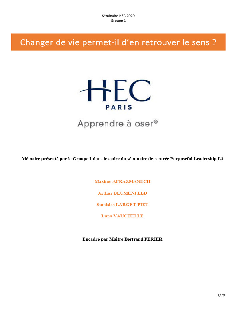 Changer de Vie Permet Il D en Retrouver Le Sens | PDF