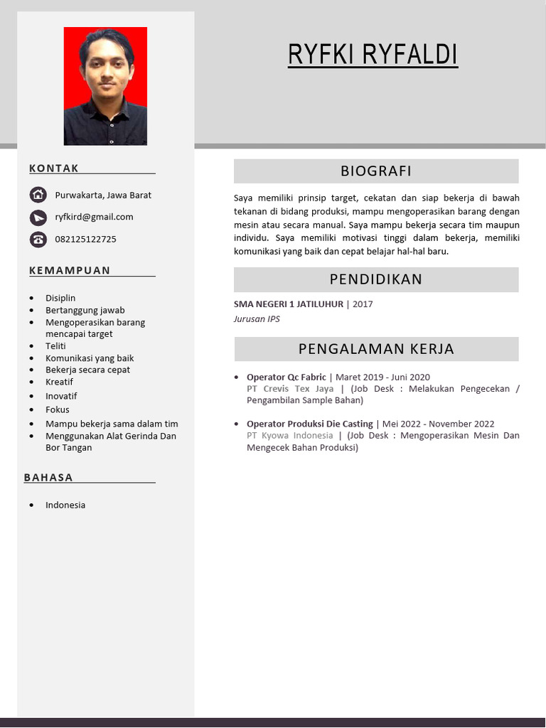 CV+Berkas - Ryfki Ryfaldi | PDF