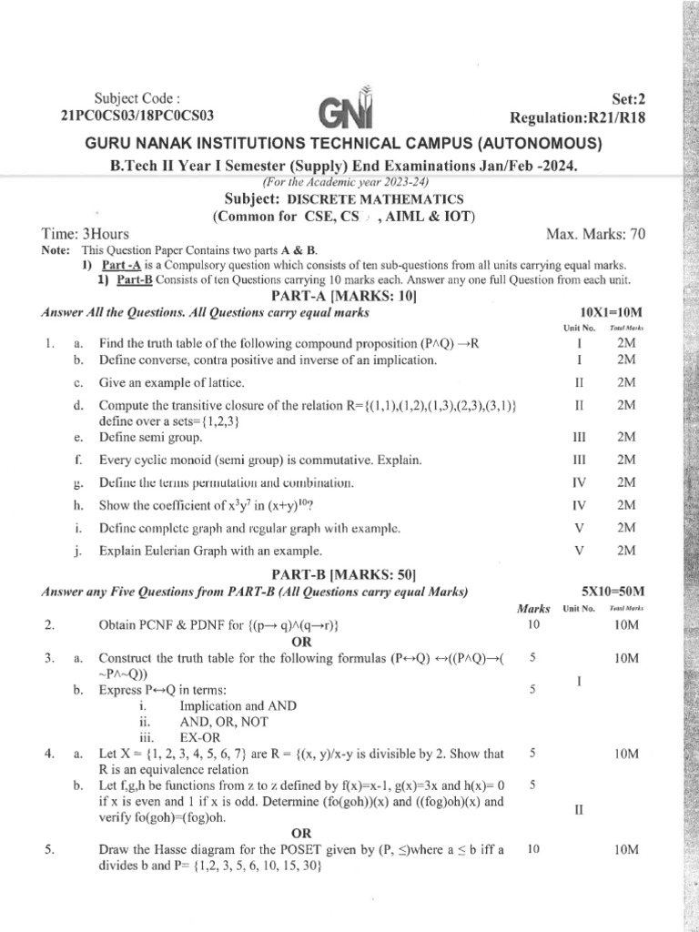 DM (Cse, CS, Aiml, Iot) (R21-R18) | PDF