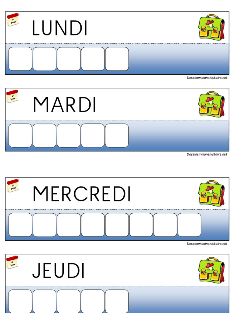 Atelier Des Mots Les Jours de La Semaine Capitale | PDF