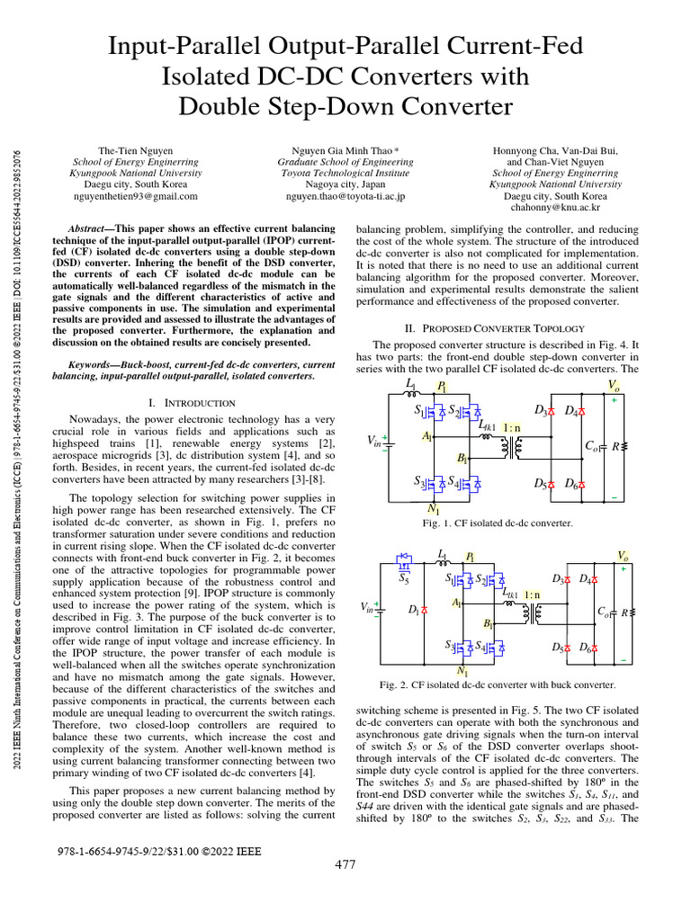 Input-Parallel Output-Parallel Current-Fed Isolated DC-DC Converters With Double Step-Down ...
